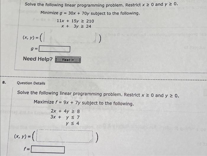 Solved Solve The Following Linear Programming Problem