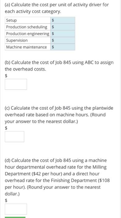 Solved Calculating Activity-Based Costing Overhead Rates | Chegg.com