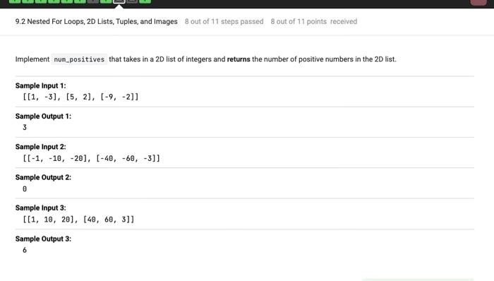 Solved Implement that takes in a 2D list of integers and | Chegg.com
