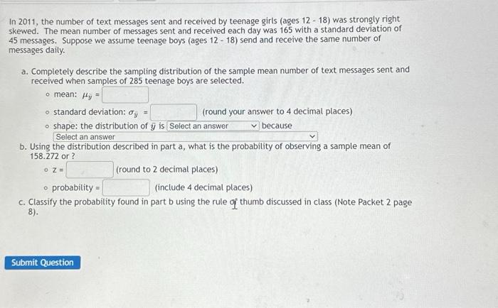 Solved In 2011, the number of text messages sent and | Chegg.com