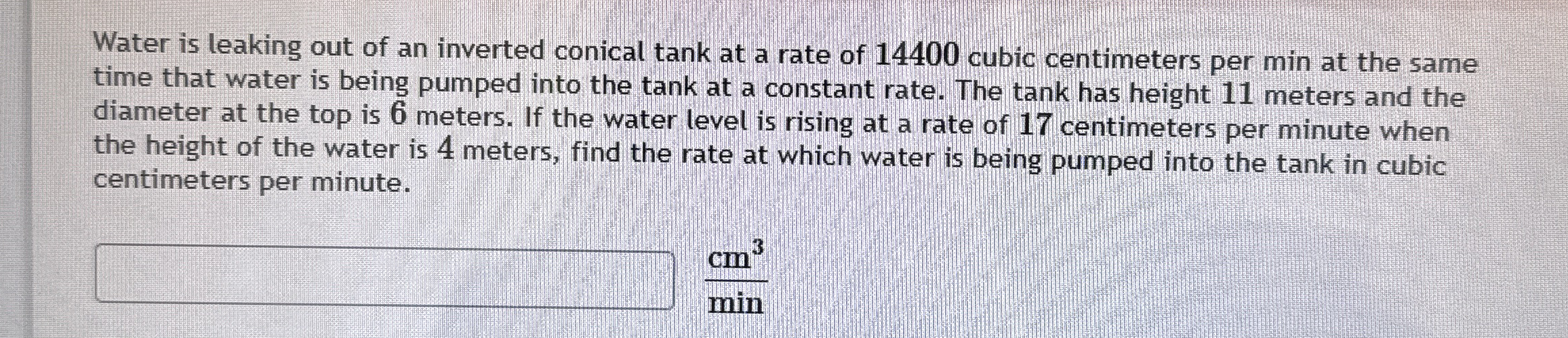 Solved Water is leaking out of an inverted conical tank at a | Chegg.com