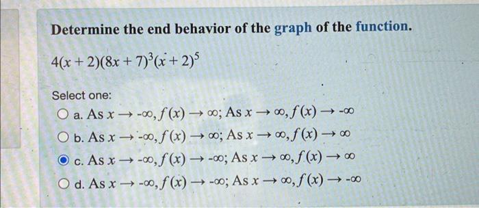 Solved Determine the end behavior of the graph of the | Chegg.com