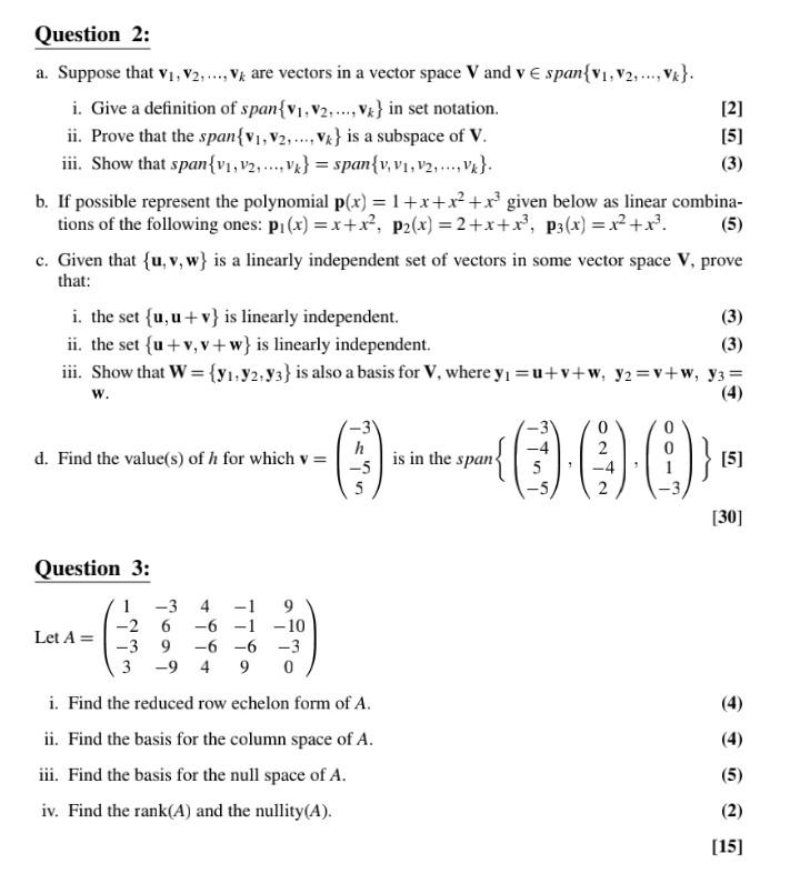 a. Suppose that v1,v2,…,vk are vectors in a vector | Chegg.com