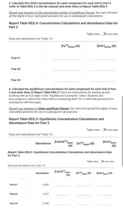 Solved 3. Calculate the initial concentrations for each | Chegg.com