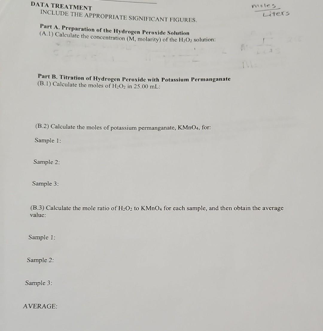 Solved Part A. Preparation of the Hydrogen Peroxide Solution | Chegg.com