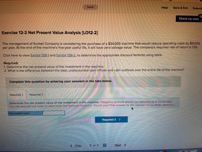 Solved Saved Help Save & Exit Submit Check my work Exercise | Chegg.com