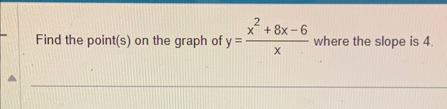 Solved Find the point(s) ﻿on the graph of y=x2+8x-6x ﻿where | Chegg.com