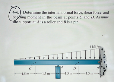 Solved 4-6. ﻿Determine the internal normal force, shear | Chegg.com