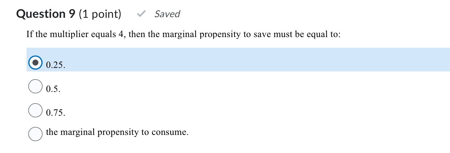 Solved Question 9 (1 ﻿point) ﻿SavedIf the multiplier equals | Chegg.com