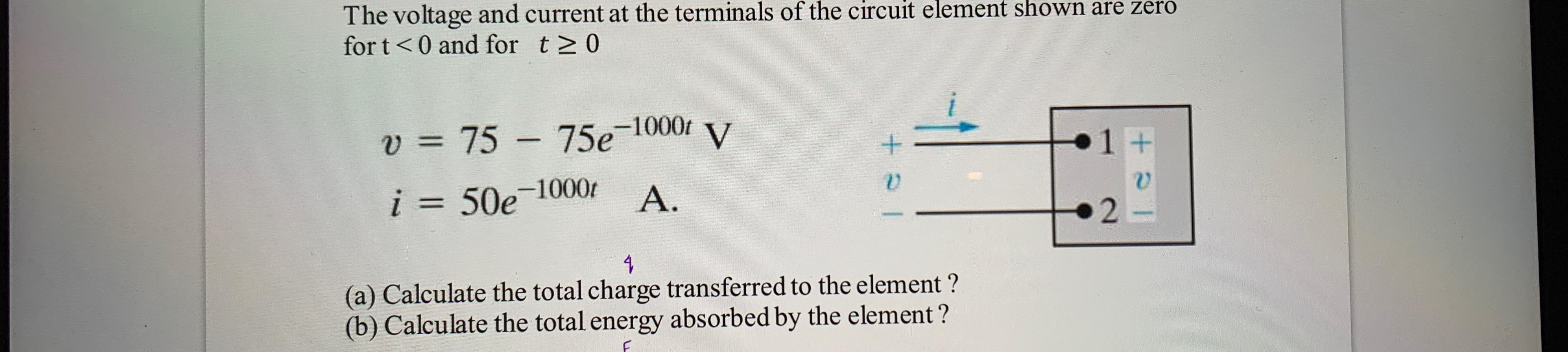 The voltage and current at the terminals of the | Chegg.com