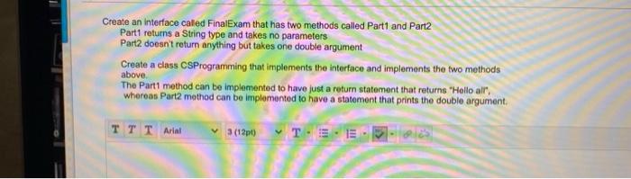 Solved Create an Interface called FinalExam that has two | Chegg.com
