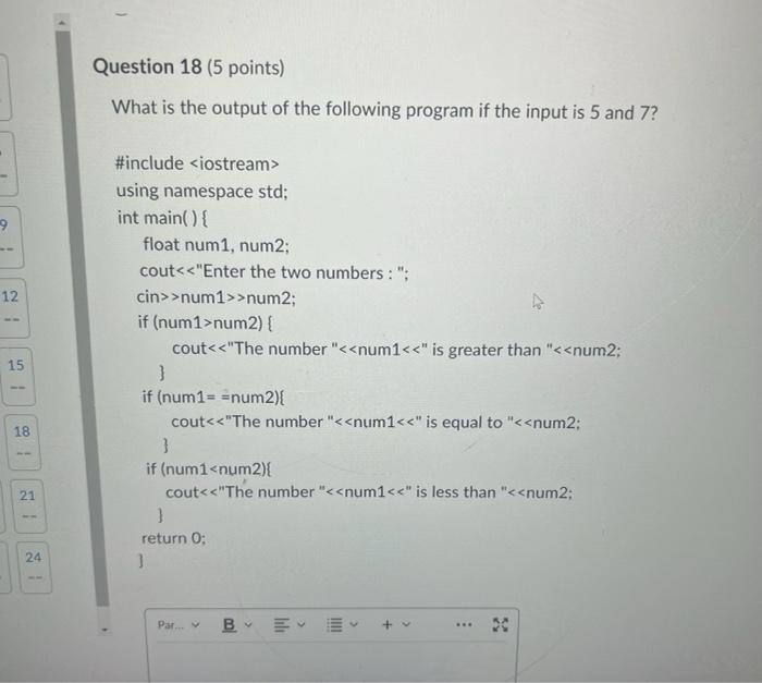 question 18 (5 points) What is the output of the | Chegg.com