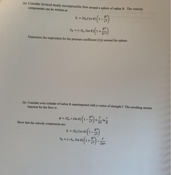 Solved (a) Consider inviscid steady incompressible flow | Chegg.com