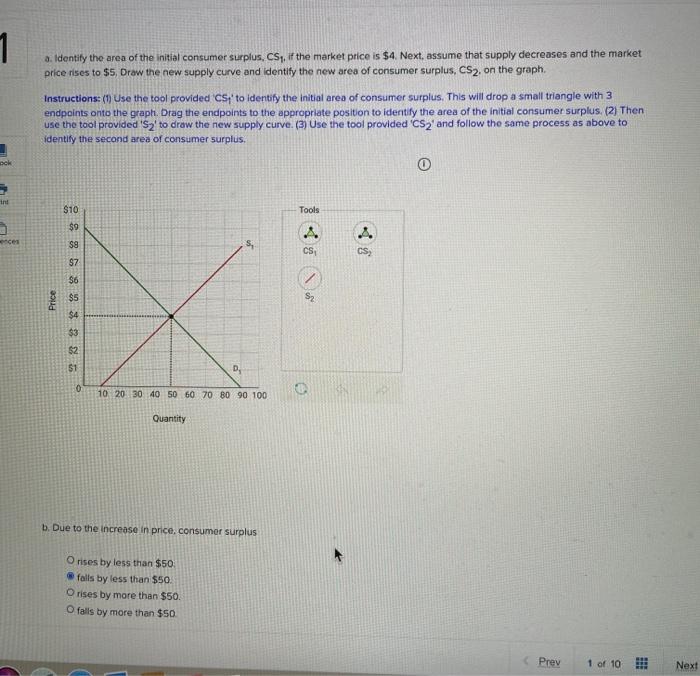 Solved 1 a. Identify the area of the initial consumer | Chegg.com
