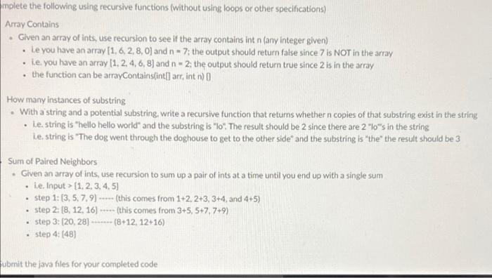 Solved . mplete the following using recursive functions | Chegg.com Solved . mplete the following using recursive functions | Chegg.com