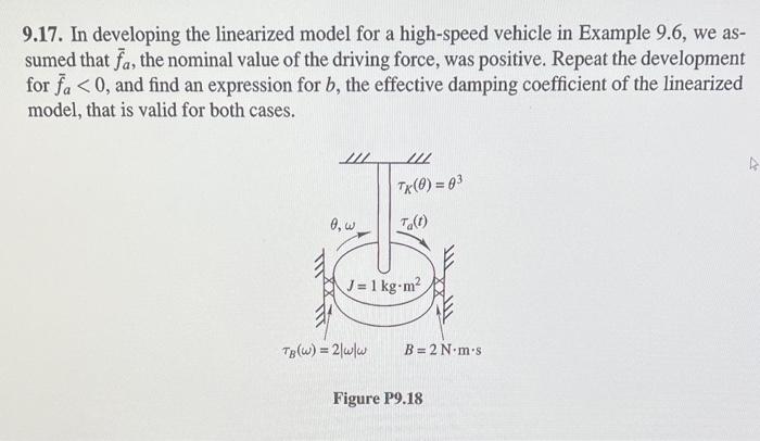 Solved 9.17. In developing the linearized model for a | Chegg.com