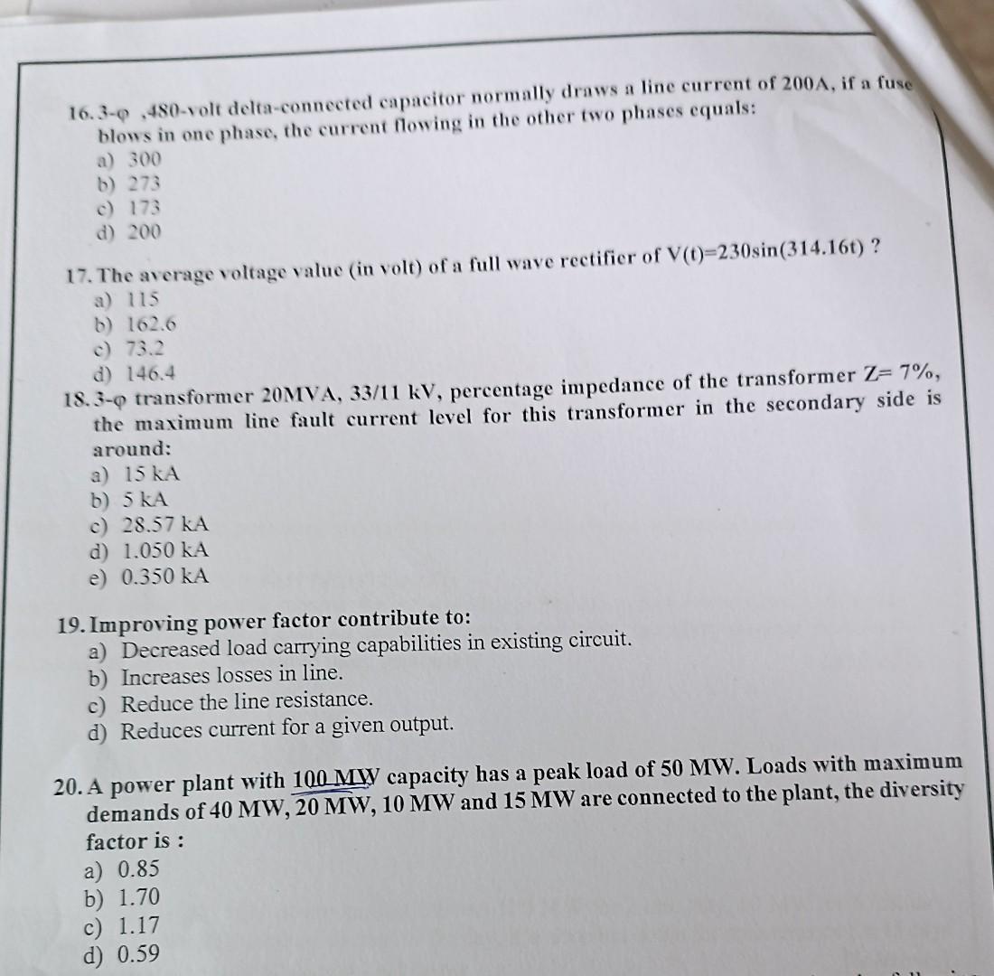 Solved 16.3-Q, 480-volt delta-connected capacitor normally | Chegg.com