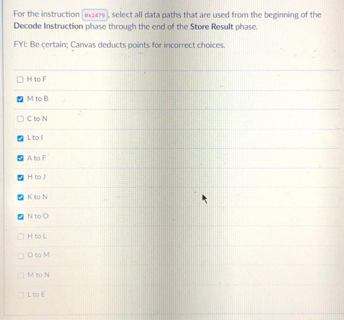 Solved For the instruction 0x2479, select all data paths | Chegg.com