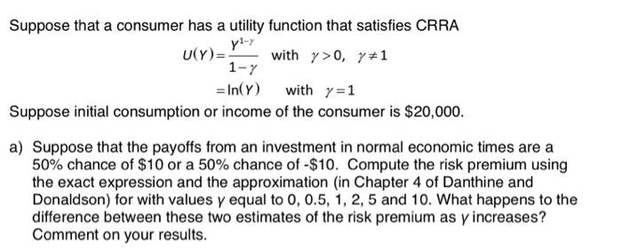 Solved Suppose that a consumer has a utility function that | Chegg.com