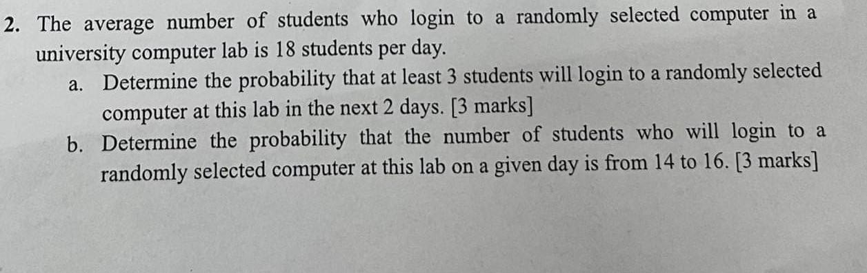 Solved The average number of students who login to a | Chegg.com