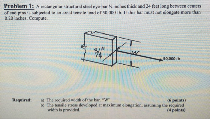 Solved Problem 1: A rectangular structural steel eye-bar 4 | Chegg.com