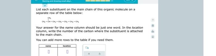Solved List each substituent on the main chain of this | Chegg.com