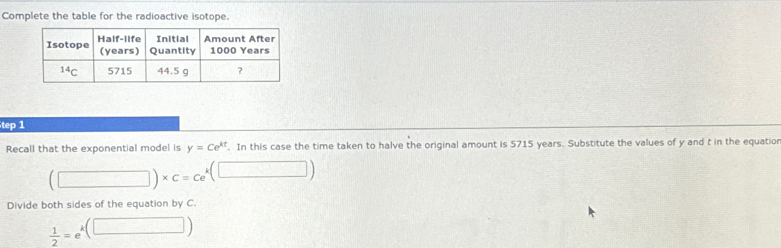 Solved Complete the table for the radioactive | Chegg.com