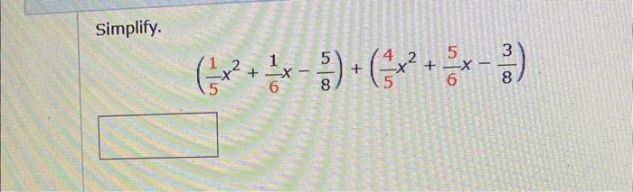 Solved Simplify. (ab4)4(ab)4Simplify. (6y)(−2y2)3Simplify. | Chegg.com