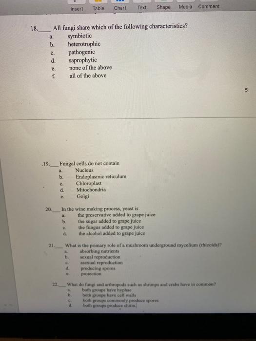 Solved Insert Table Chart Text Shape Media Comment 18. a. | Chegg.com