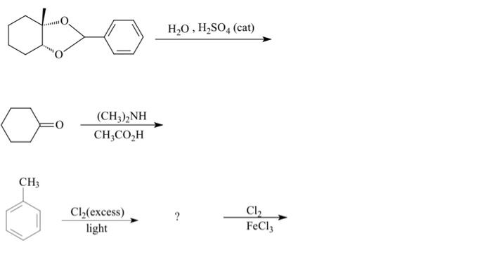 Solved H2O,H2SO4 (cat) CH3CO2H(CH2)2NH light Cl2( excess | Chegg.com
