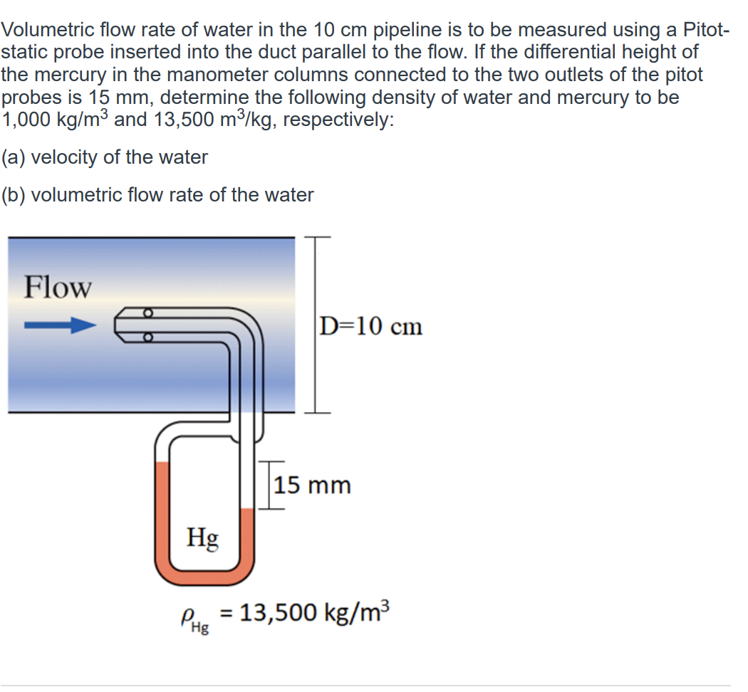 Solved Volumetric flow rate of water in the 10 ﻿cm pipeline | Chegg.com