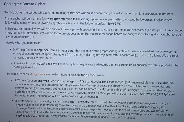 Solved 4.21 LAB: Caesar Cipher Introduction This lab is | Chegg.com