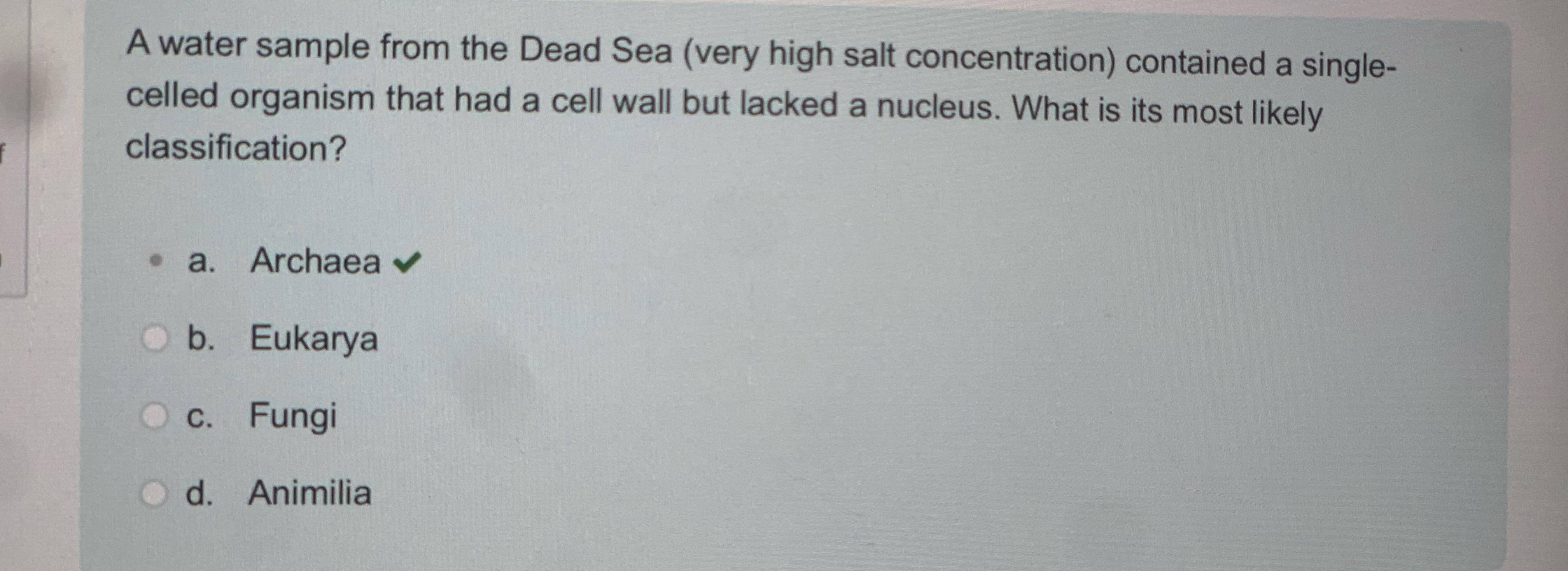 Solved A water sample from the Dead Sea (very high salt | Chegg.com