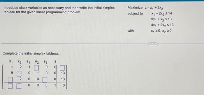 Solved Introduce slack variables as necessary and then write | Chegg.com
