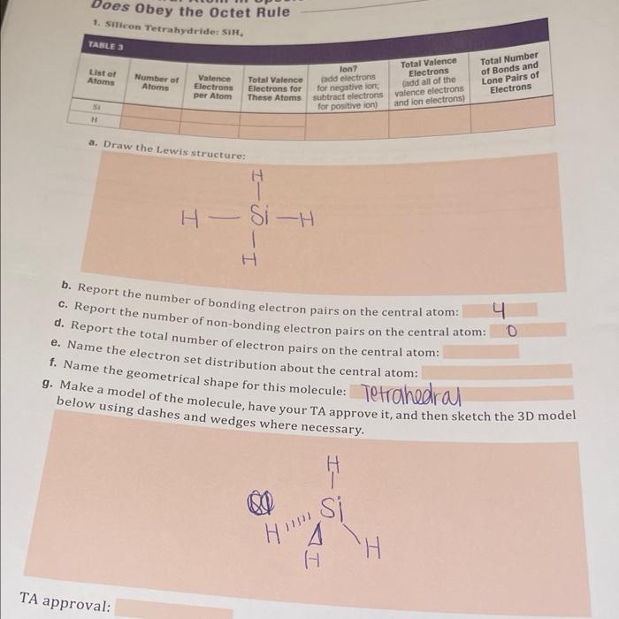 Solved Does Obey the Octet Rule 1. Silicon Tetrahydride: | Chegg.com
