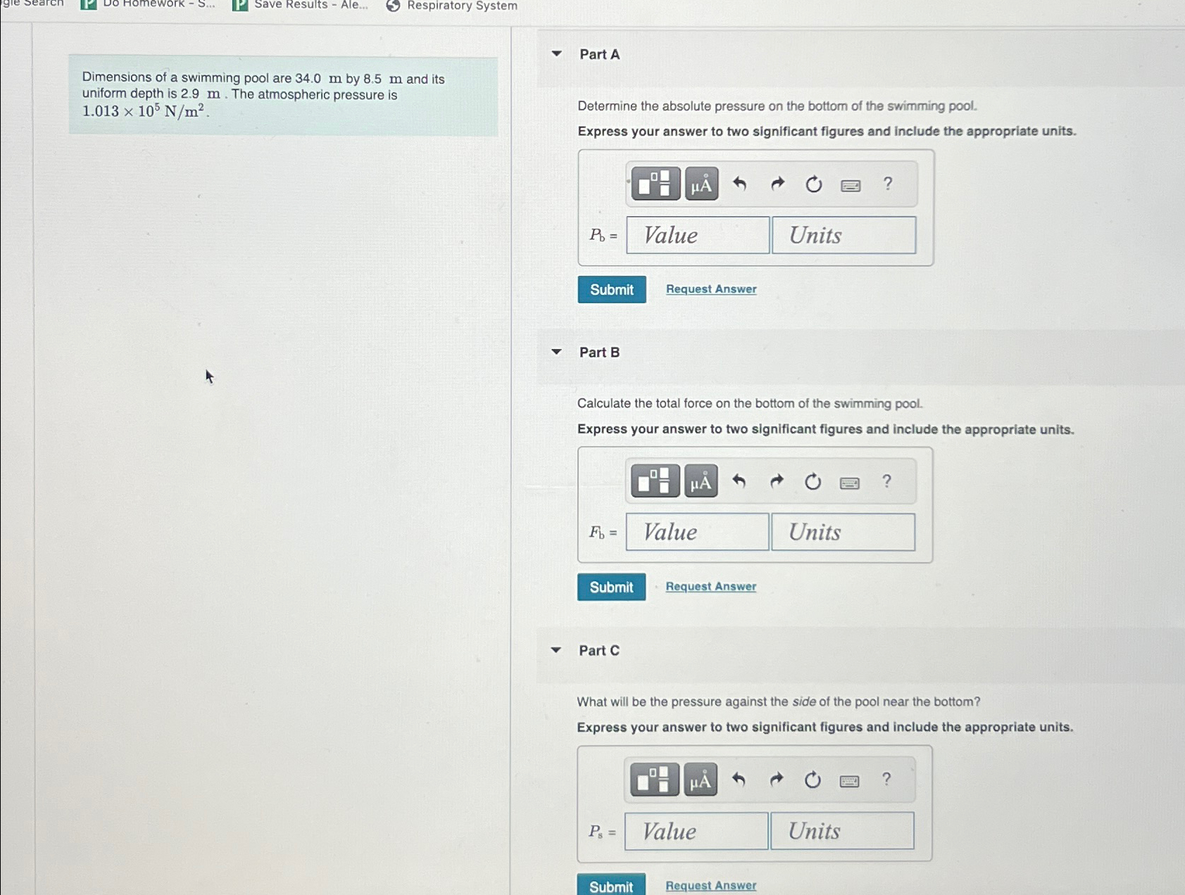 Solved Save Results - ﻿Ale..Respiratory SystemDimensions of | Chegg.com