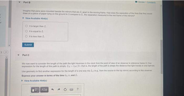 Solved Moving Light Clock Ticks Slower In this problem, we | Chegg.com
