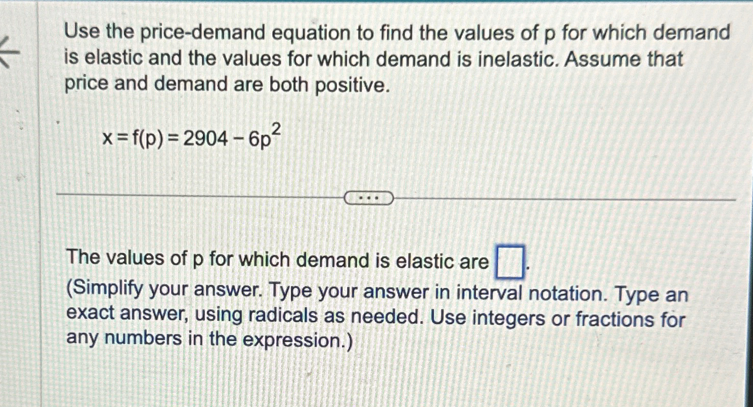 Solved 6.13Use the price-demand equation to find the values | Chegg.com