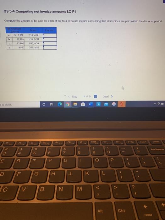 Solved QS 5-4 Computing net invoice amounts LO P1 Compute | Chegg.com