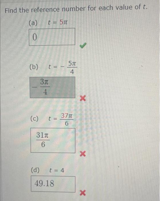 Solved Find the reference number for each value of t. (a) t | Chegg.com
