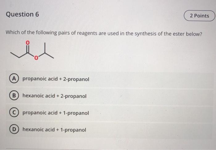 Solved Question 6 2 Points Which of the following pairs of | Chegg.com