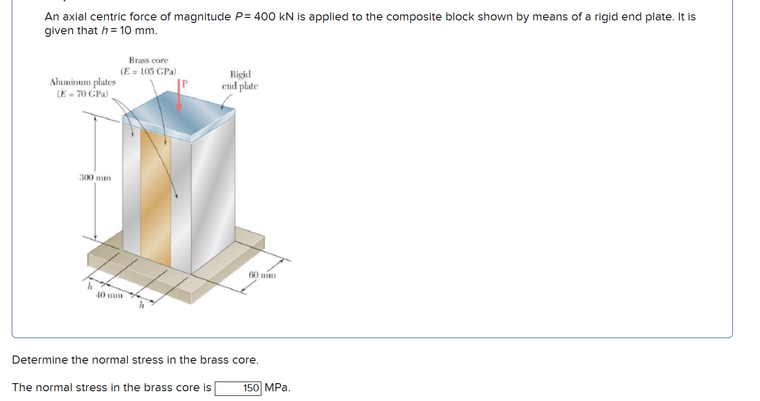 Solved An axial centric force of magnitude P=400kN is | Chegg.com