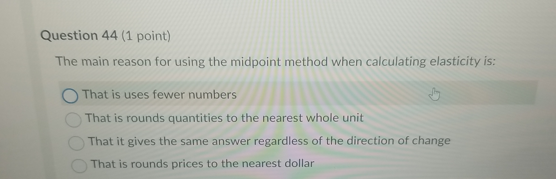 Solved Question 44 (1 ﻿point)The main reason for using the | Chegg.com