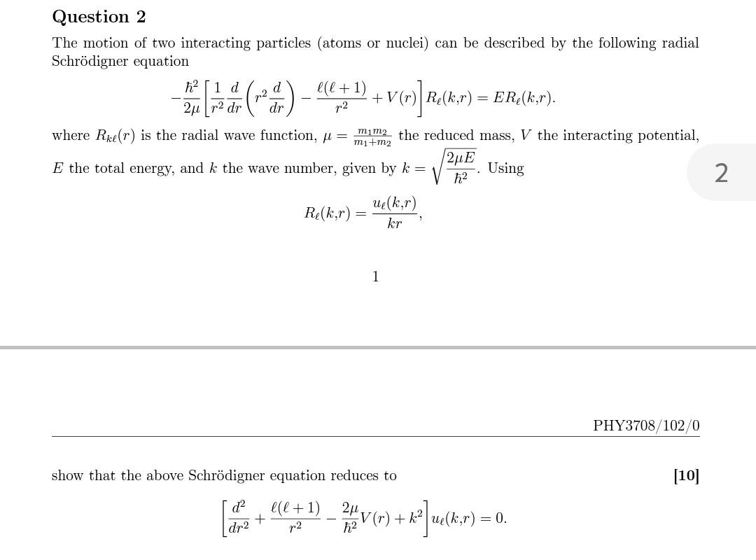 Solved Question 2 The motion of two interacting particles | Chegg.com