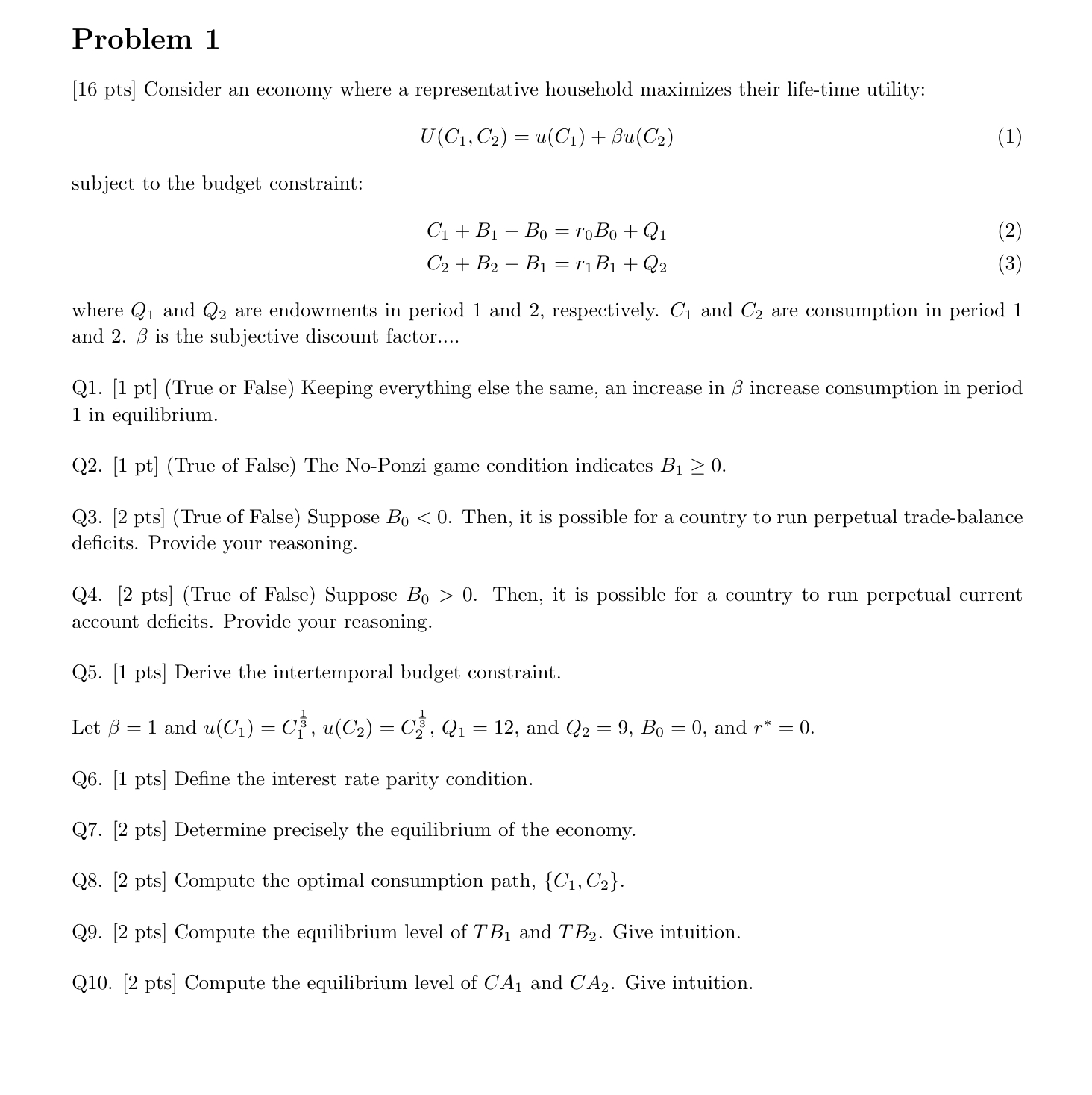 Solved Problem 1[16 ﻿pts] ﻿Consider an economy where a | Chegg.com