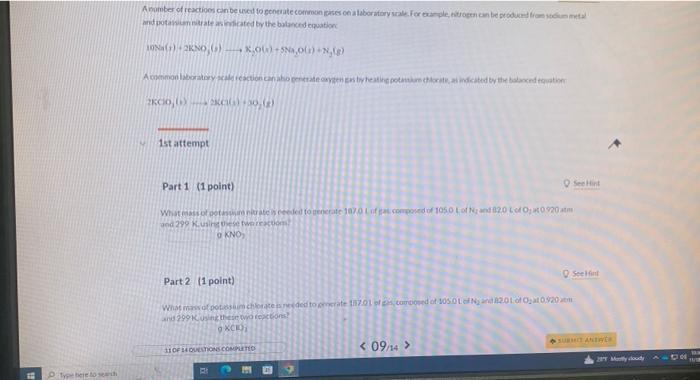 Solved 1st attempt Part 1 (1 polnt) a kive Part 2 (1 point) | Chegg.com
