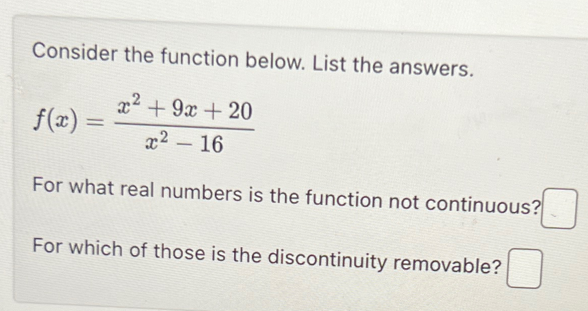 Solved Consider the function below. List the | Chegg.com