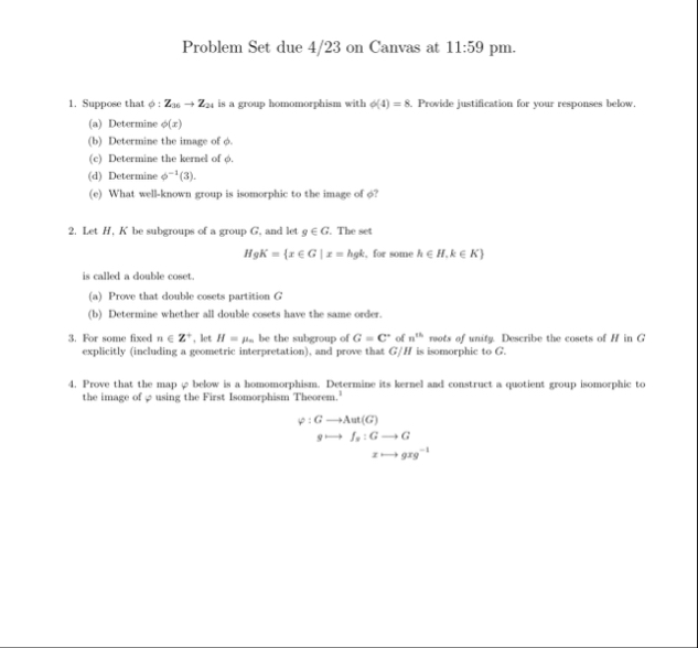 Solved Problem Set due 4/23 ﻿on Canvas at 11:59 ﻿pm.Suppose | Chegg.com