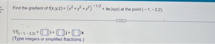 Solved Find ∇f at the given point. | Chegg.com