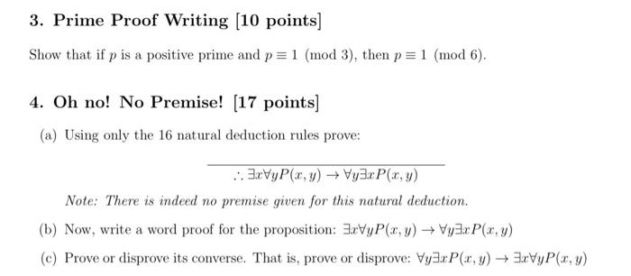 Solved 3. Prime Proof Writing [ 10 points] Show that if p is | Chegg.com